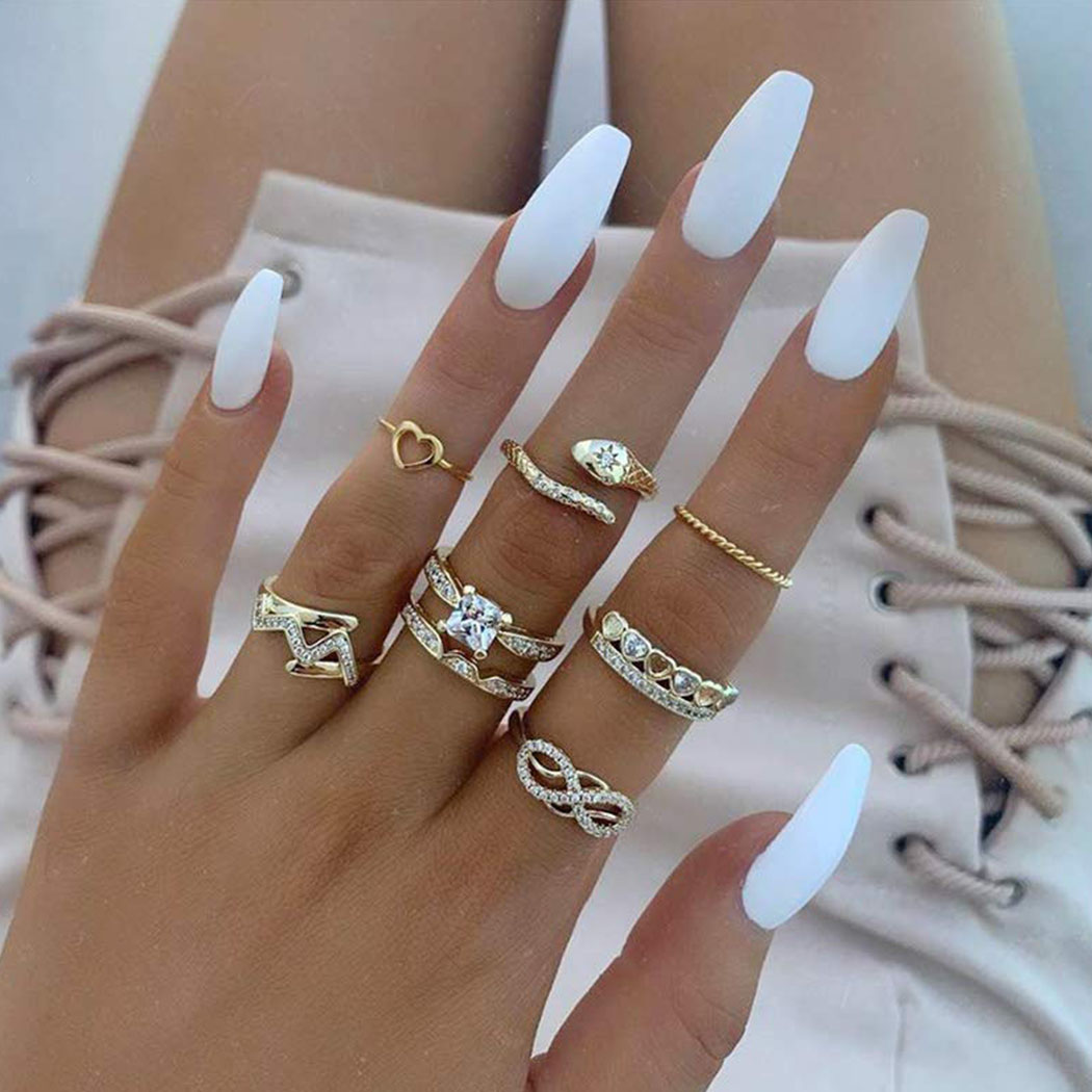 Edary Boho Finger Ring Sets Gold Knuckle Rings Crystal Hand Jewelry for ...