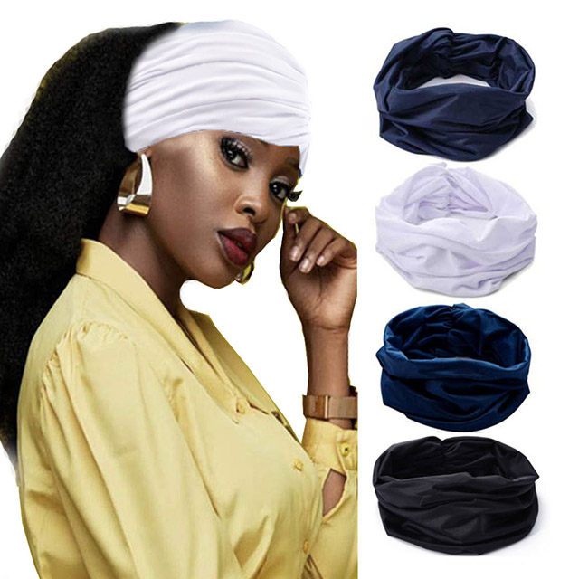 CAKURE Extra Wide Headbands Black Turban African Head Wraps Boho ...