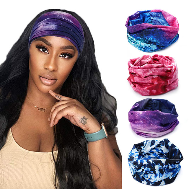 Extra Wide Headbands Tie Dye Turban Head Wraps Boho Stretch Hair Bands ...