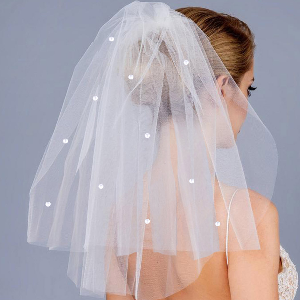 Bride Wedding Veil Ivory Shoulder Length Bridal Veil with Comb Short ...
